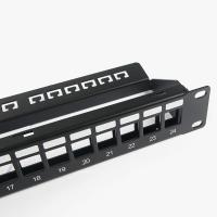 China RJ45 Network Patch Panel 24 Port 1U Keystone C5 / C5E C6 With Mangement Bar for sale