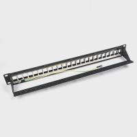 China RJ45 Network Patch Panel 24 Port 1U Keystone C5 / C5E C6 With Mangement Bar for sale