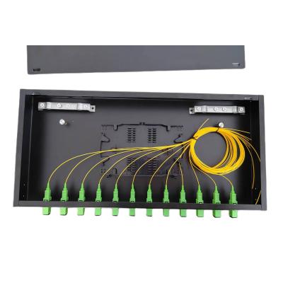 China 12 Ports Fiber Patch Panel ODF 1U Optical Fiber Terminal Box SC Pigtail Adapter for sale