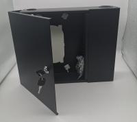 China 12/24/48cores 2door Black Optical Wall Mount Fiber Enclosure With Spools and Adapter Plates for sale
