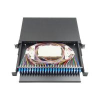 China 48 Core Black Drawer Type Termination Box Patch Panel 430x200x46mm for sale