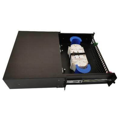 China Black 430x200x46mm LC Duplex Fiber Optic Patch Panel for sale
