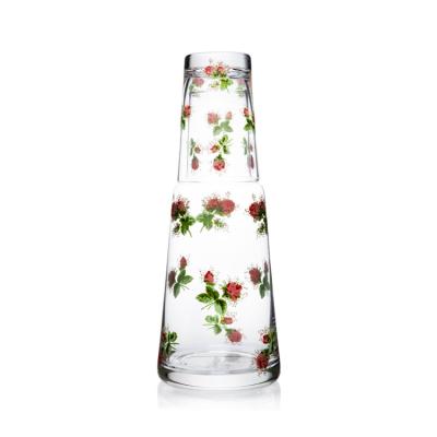 China Countryside Design Flower Decal Transparent Lead Free Crystal High Quality Handblown Carafe Set for sale