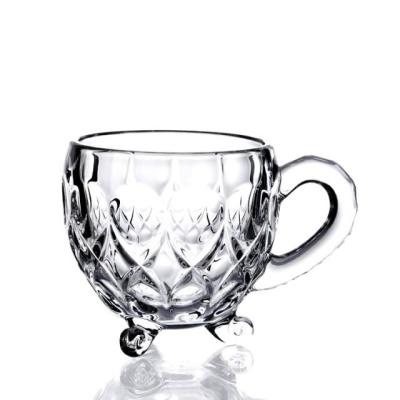 China Popular products High Borosilicate Handle Heat Resistant Double Wall Clear with handle Coffee Glass for sale