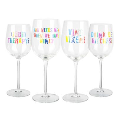 China Decorative Glass Gift Clear Crystal Wine Glass Decal Printing Fashion Transparency for sale