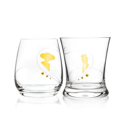 China Hot Sale Diamond Decorated Couple Mug Stemless Crystal Whiskey Glass Gift for sale