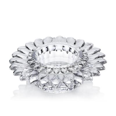 China Unique creative Sunflower clear crystal glass candelabra candlestick holder for sale
