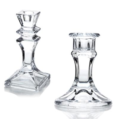 China Hot sales customized clear crystal glass candelabra candlestick holder for sale