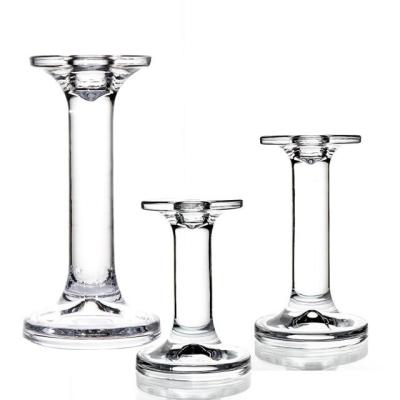 China Wholesale clear pillar crystal glass candelabra candlestick holder for sale
