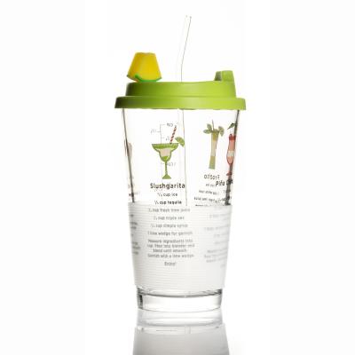 China Top quality 455ML 16OZ decals with straw and silicone llid glass juice drinking jar for sale