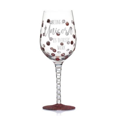 China Custom Design High Quality Personalized Glitter 450ml Red Wine Glass for sale