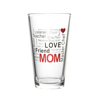 China Wholesale High Quality Mother's Day Gist Glass 450ml Hypo Cup with Decal for sale