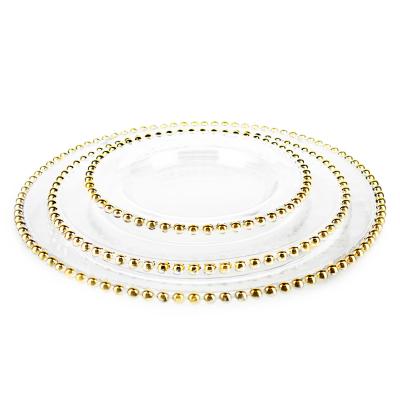 China Smooth Surface 34cm Gold Rim Charger Plates OEM Dinnerware Home Sue for sale