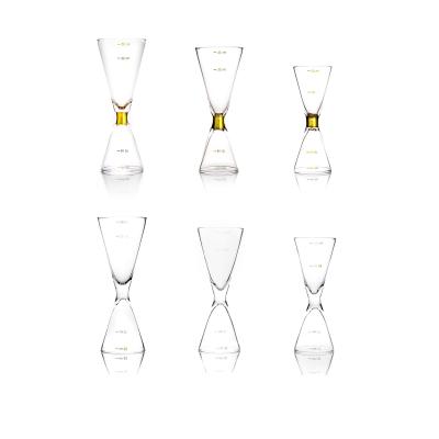 China Gold Rim Decorative Cocktail Bartender Kit , Double Jigger Set 50ml Crystal for sale