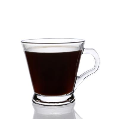China 175ml Clear Coffee Glass Mug , Glass Demitasse Cups small With Handle for sale
