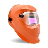 China Orange Auto Darkening Welding Helmet Solar Cell PC Lens for ARC MIG TIG 10 Year Life for sale