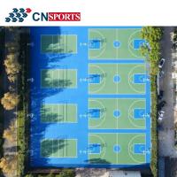 China Silicon Polyurethane Tennis Sports Rubber Flooring Blue Green Color for sale
