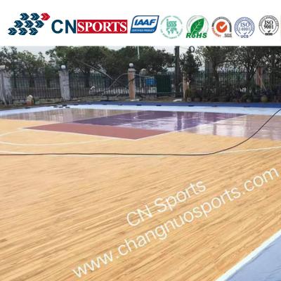 China Outdoor Uv Resistant Wooden Texture Basketball Court Flooring With Iaaf for sale