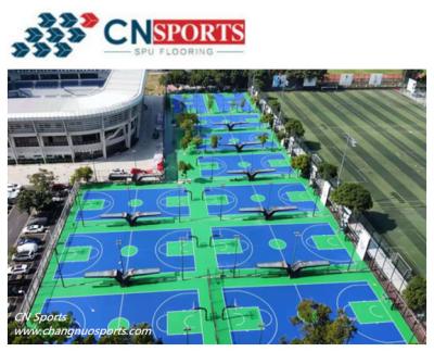 China 0.9mm Vertical Deformation and High Rebound and Soundproof and 1.4mpa Tensile Strength Silicon PU Basketball flooring for sale