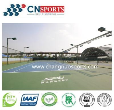 China CN-S02 0mm/min Water Permeability SPU Tennis Court Flooring for sale