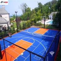 China Antislip PP Interlocking Sports Flooring , Blue Interlocking Tennis Court Tiles for sale