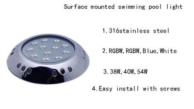 China 12 Volt Dc 54w RF Control Rgb Led Swimming Pool Lighting For Pool Pond for sale