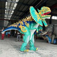 China Stage Show Animatronic Dilophosaurus Walking Dino Costume Hidden Legs for sale