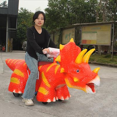 China Coin Operated Cartoon Ride On Toy Kids Attraction Riding Dinosaur Scooter for sale