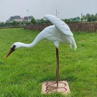 China Vivid Realistic Fiberglass Statue Bird Crane Flamingo Sculptures Statues for sale