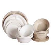 China Round Shape Disposable Paper Tableware Sugarcane Fiber Compostable Paper Plate for sale