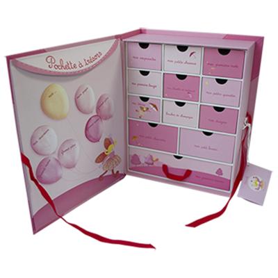 China Finger Standing Custom Toy Packaging Boxes Pull Out Toy Box With Ribbon for sale