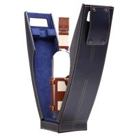 China Irregular Shape Wine Packaging Box PU Leather Gift Box With Die Cuting Handle for sale