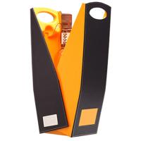 China Custom Luxury PU Leather Wine Packaging Box With Die Cuting Handle for sale