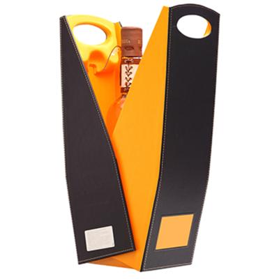 China Custom Luxury PU Leather Wine Packaging Box With Die Cuting Handle for sale