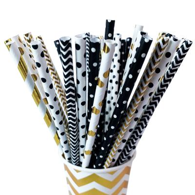 China Striped Pattern Paper Drinking Straws Disposable Recyclable For Party for sale