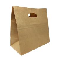 China CMYK Printed Custom Brown Kraft Paper Bag With Die Cutting Handle for sale