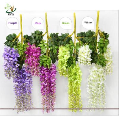China UVG Artificial White Wisteria Wall Decoration for Wedding 2.5m Length for sale