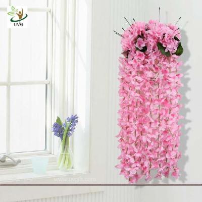 China UVG Artificial Wisteria Flowers Hanging Arrangement 1.5m Shelf Wedding Decor for sale