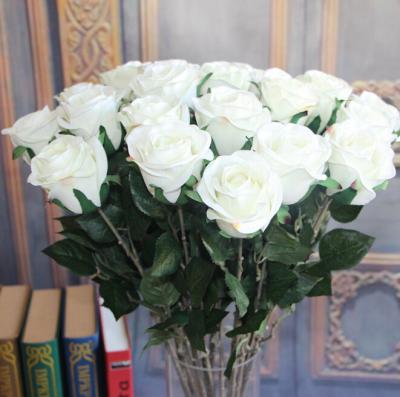 China Wholesale Real Touch Silk Rose UVG White Artificial Flowers for Party Decoration 50cm for sale