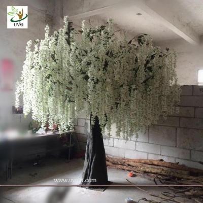 China UVG 10ft White Artificial Wisteria Tree Silk Blossoms Indoor Wedding Decoration for sale