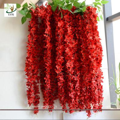 China UVG WIS006 Red Artificial Wisteria Hanging Flower Decoration 2.5m Length for Wedding for sale