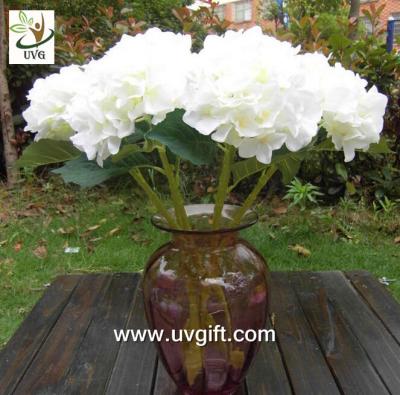 China Artificial White Hydrangea UVG FHY23 Decorative Flower for Indoor Party 45cm for sale