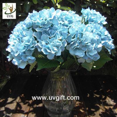 China UVG Blue 7-Head Artificial Hydrangea Fabric Flowers for Wedding Centerpieces Decoration for sale