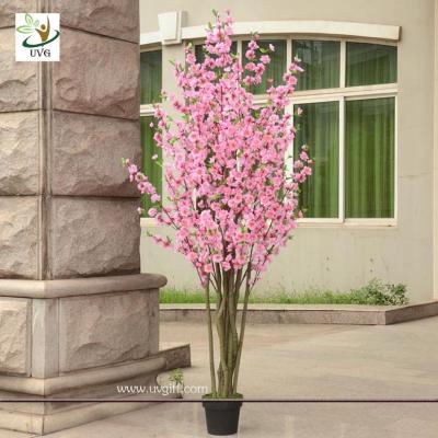 China Artificial Cherry Blossom Bonsai Tree UVG CHR053 60cm Pink Silk Flower for Party Decoration for sale