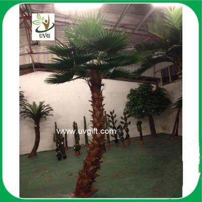 China Indoor Artificial Coconut Palm Tree UVG PTR034 Curved Trunk 2.5m Height for Airport Decoration for sale