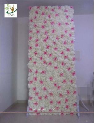 China 8ft White Silk Photography Backdrop UVG Wedding Flower Wall for Event Stage Decoration for sale