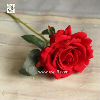 China Artificial Red Velvet Rose Flower UVG FRS66 for Wedding Party Table Decoration 50cm for sale
