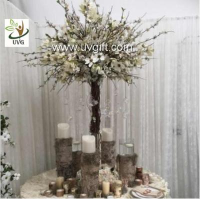 China White Artificial Magnolia Blossom Tree Centerpiece UVG Decorative Wedding Table Decor 60cm for sale