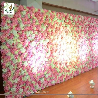 China Silk Rose and Hydrangea Flower Wall Backdrop UVG for Wedding Stage Decoration 2m x 2m for sale