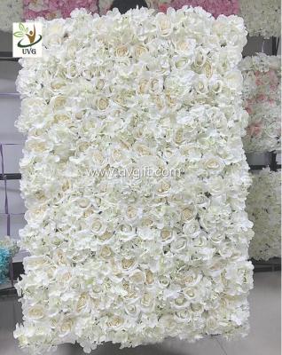 China 5ft White Artificial Flower Wall Silk Hydrangea Rose Wedding Decoration UVG CHR1101 for sale